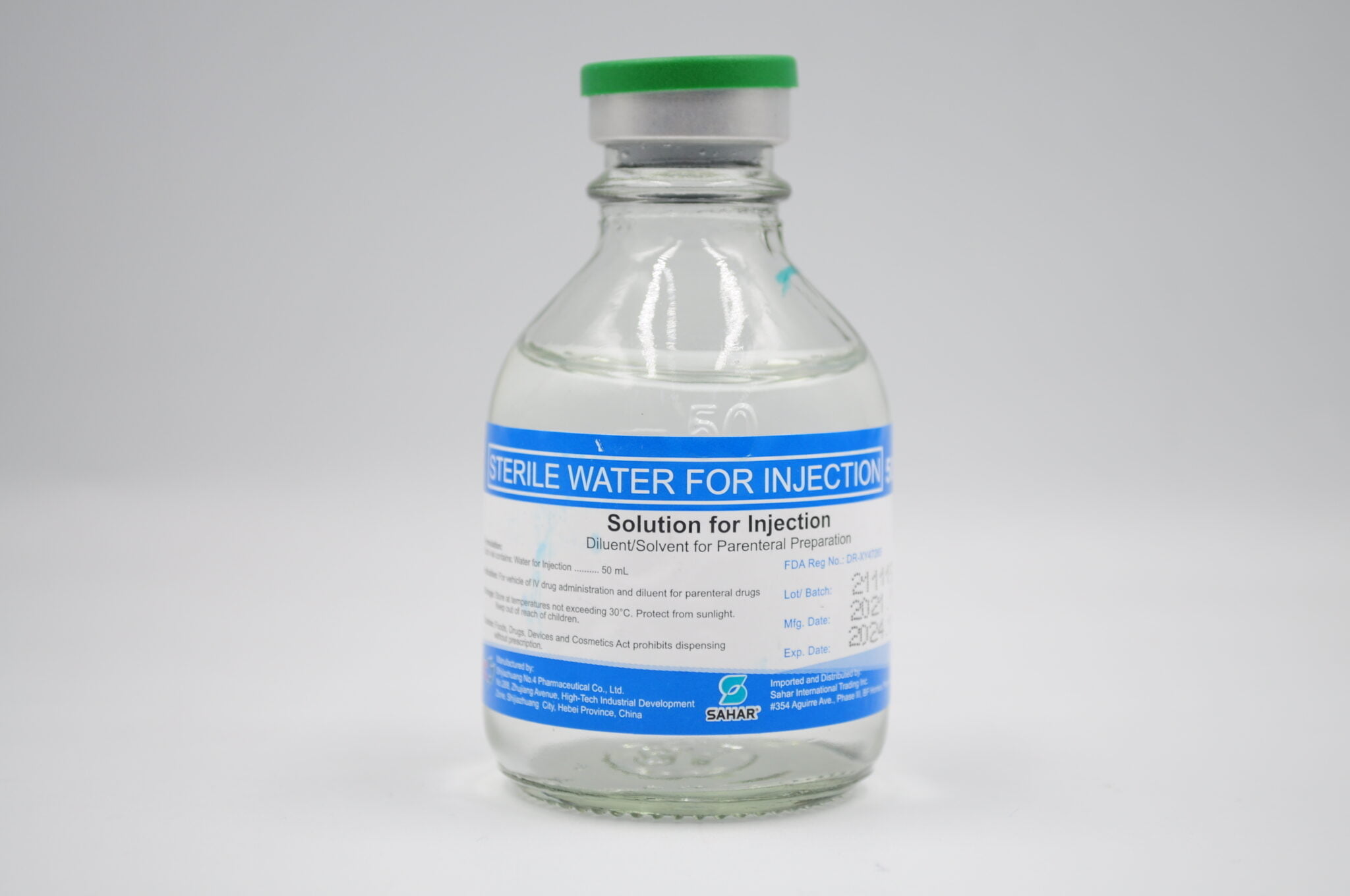 Sterile Water for Injection 50mL Glass Bottle | Sahar Pharma